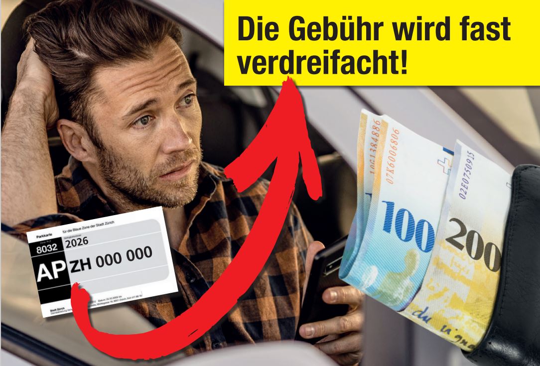 SVP Stadt Zürich - Nein zur Abzocke bei der Blaue-Zone-Parkkarte!